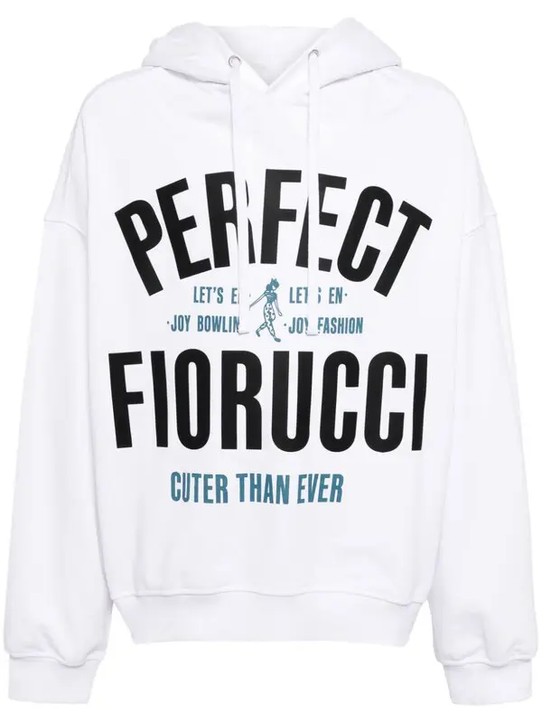 Fiorucci Graphic Print Cotton Hoodie - White
