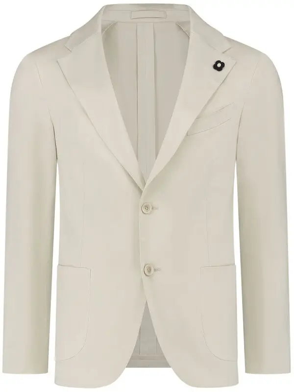 LARDINI Brooch-detail Single-breasted Blazer - Neutrals