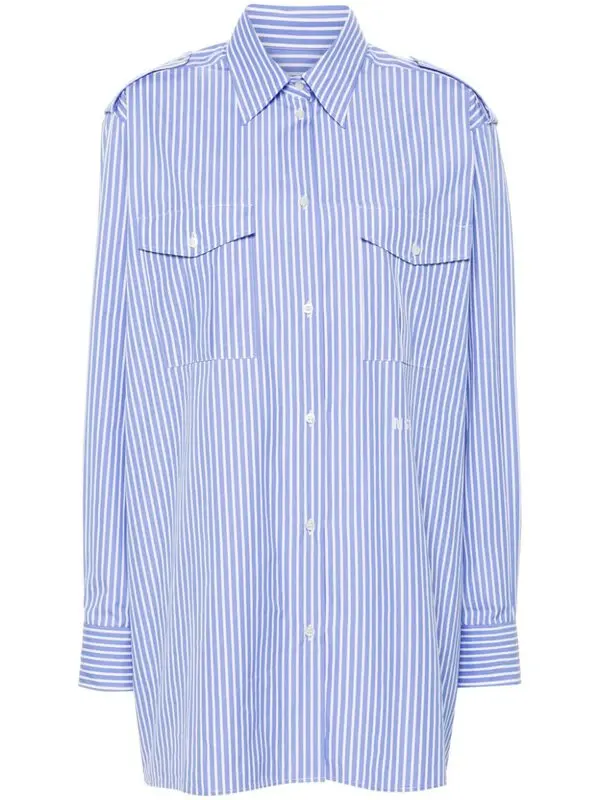 MSGM Logo-embroidered Striped Shirt