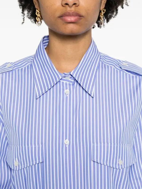 MSGM Logo-embroidered Striped Shirt