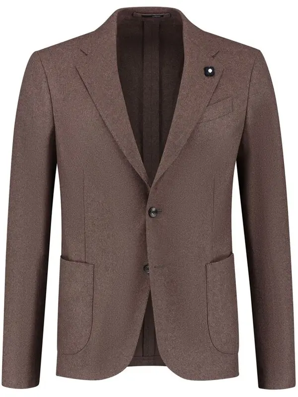 LARDINI Brooch-detail Single-breasted Blazer - Brown