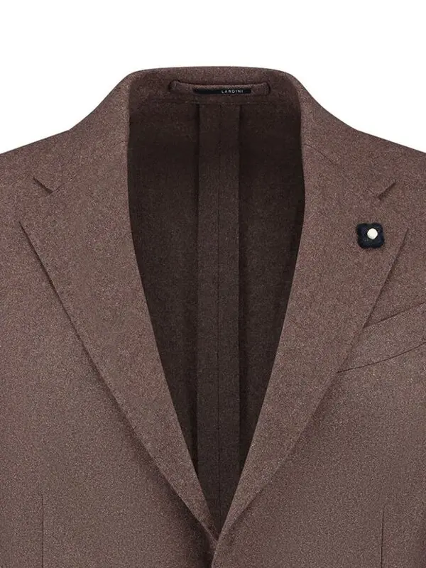 LARDINI Brooch-detail Single-breasted Blazer - Brown