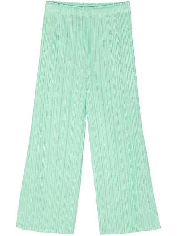 Issey Miyake Pleated Cropped Trousers - Green