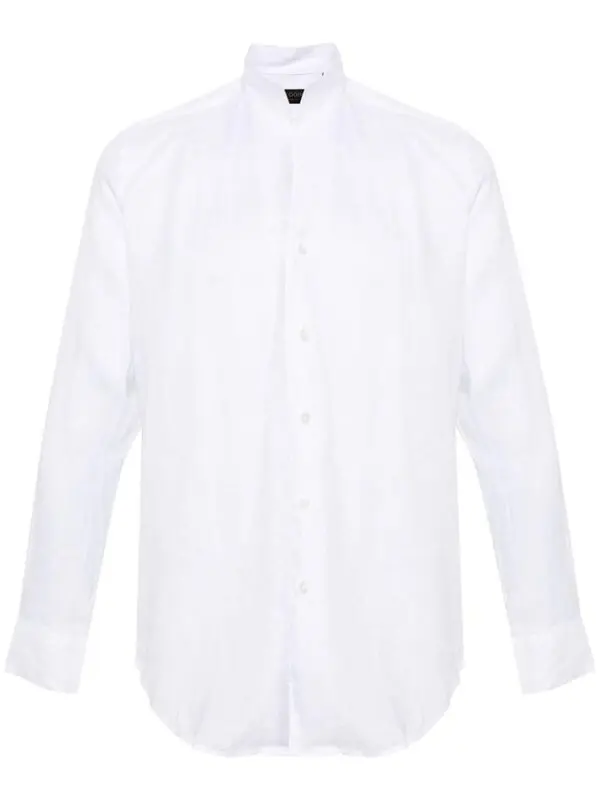 DELL'OGLIO Band-collar Linen Shirt