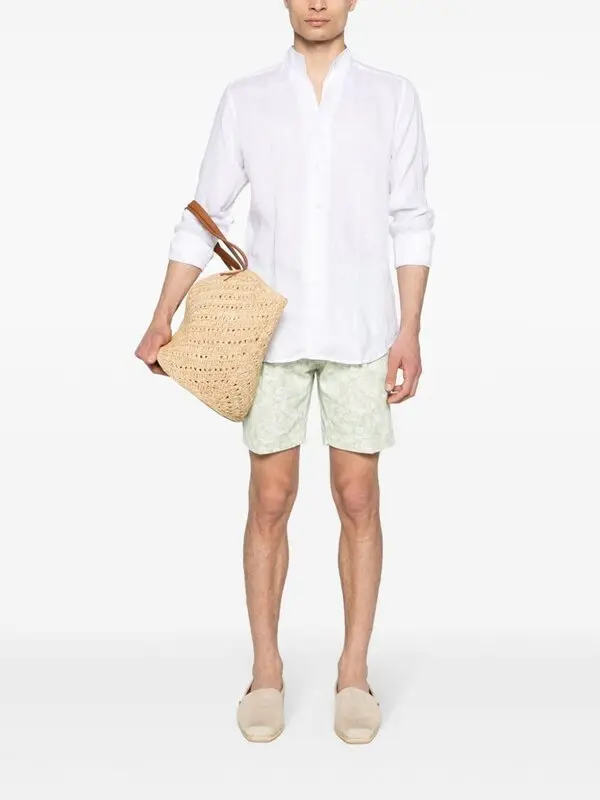 DELL'OGLIO Band-collar Linen Shirt