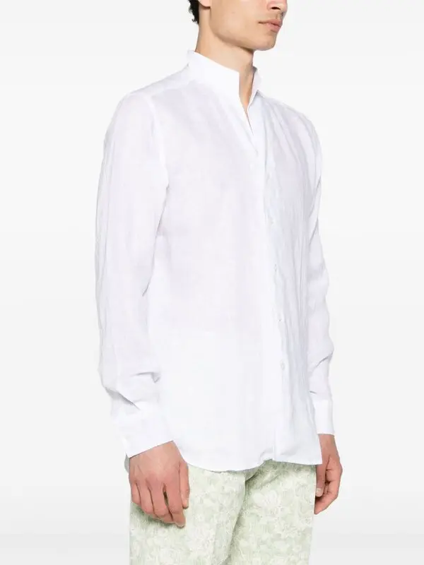 DELL'OGLIO Band-collar Linen Shirt
