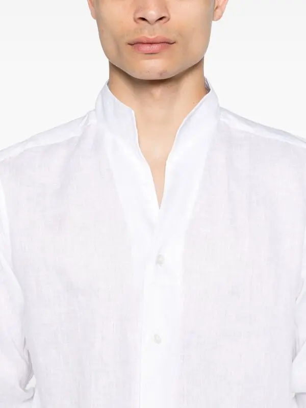 DELL'OGLIO Band-collar Linen Shirt