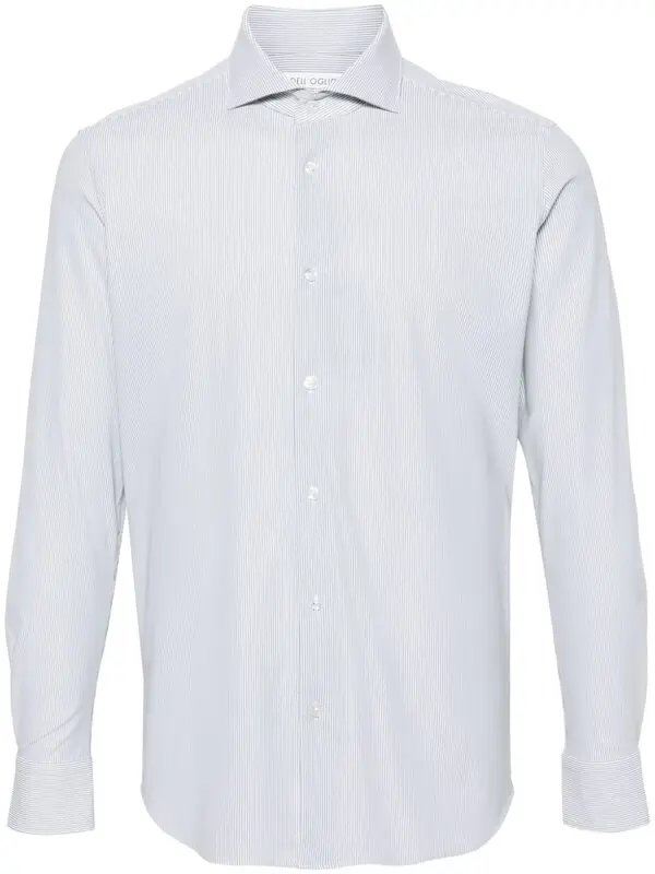 DELL'OGLIO Striped Spread-collar Shirt