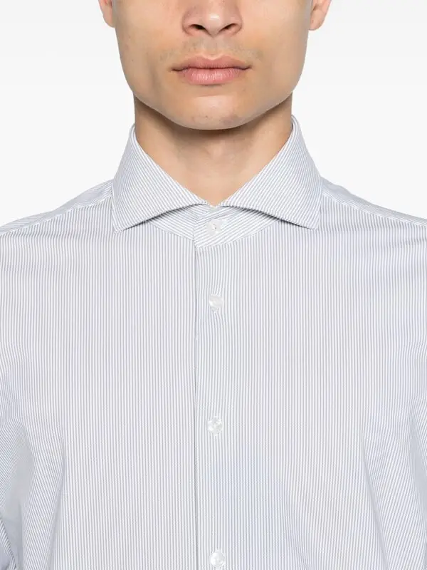 DELL'OGLIO Striped Spread-collar Shirt
