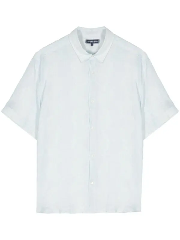 Frescobol Carioca Castro Stripe Cabana Linen Shirt - Blue