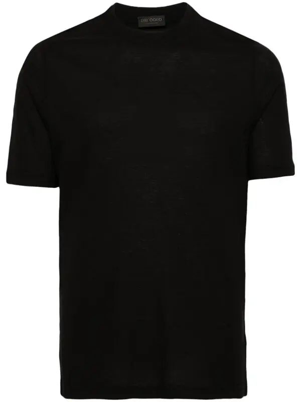 DELL'OGLIO Crew-neck Cotton T-shirt - Black