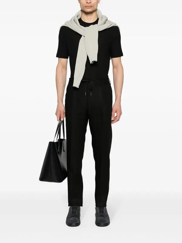 DELL'OGLIO Crew-neck Cotton T-shirt - Black