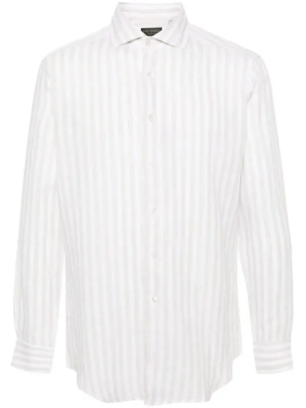 DELL'OGLIO Striped Linen Shirt - Neutrals