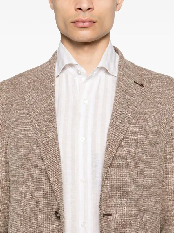DELL'OGLIO Striped Linen Shirt - Neutrals