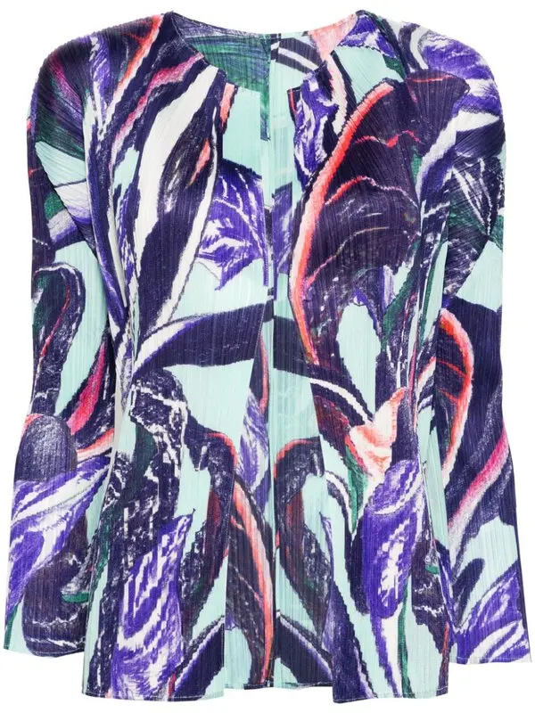 Issey Miyake Graphic-print Pleated Jacket - Purple