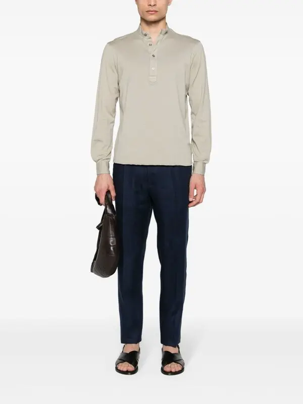 DELL'OGLIO Long-sleeve Cotton Henley Shirt