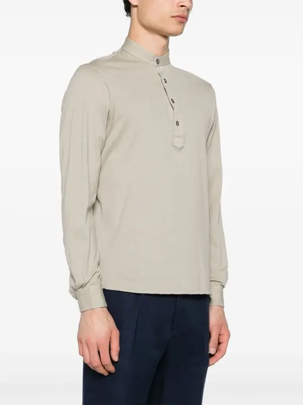 DELL'OGLIO Long-sleeve Cotton Henley Shirt