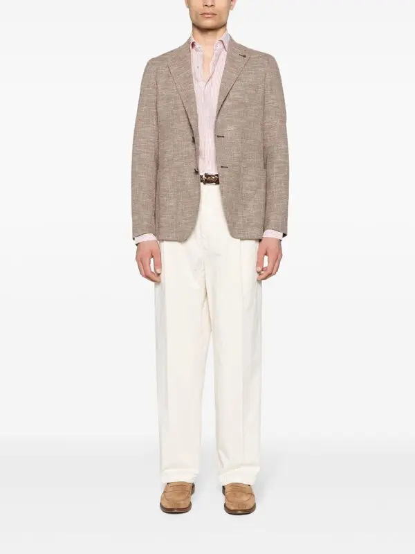 DELL'OGLIO Striped Linen Shirt - Orange
