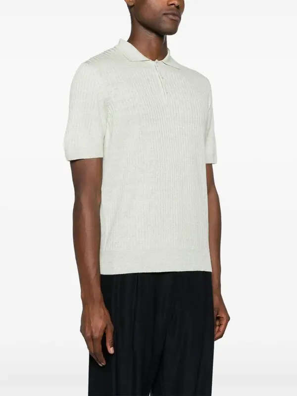 BARBA NAPOLI Ribbed Linen-blend Polo Shirt - Green