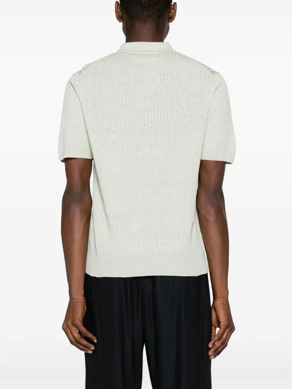 BARBA NAPOLI Ribbed Linen-blend Polo Shirt - Green