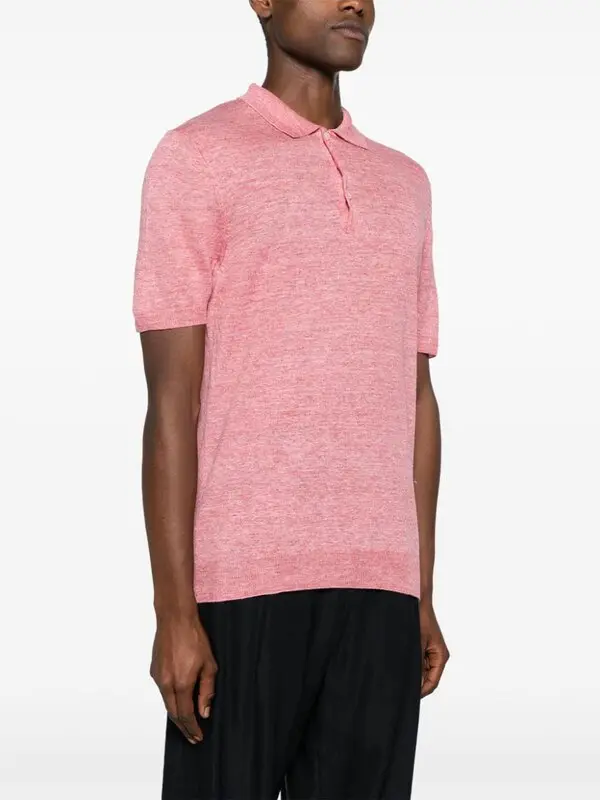 BARBA NAPOLI Mélange Linen Polo Shirt