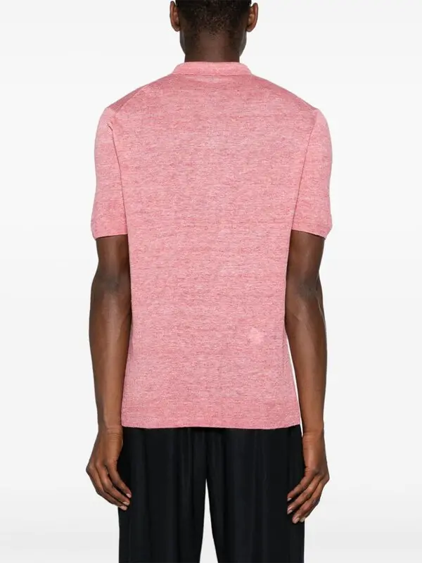 BARBA NAPOLI Mélange Linen Polo Shirt