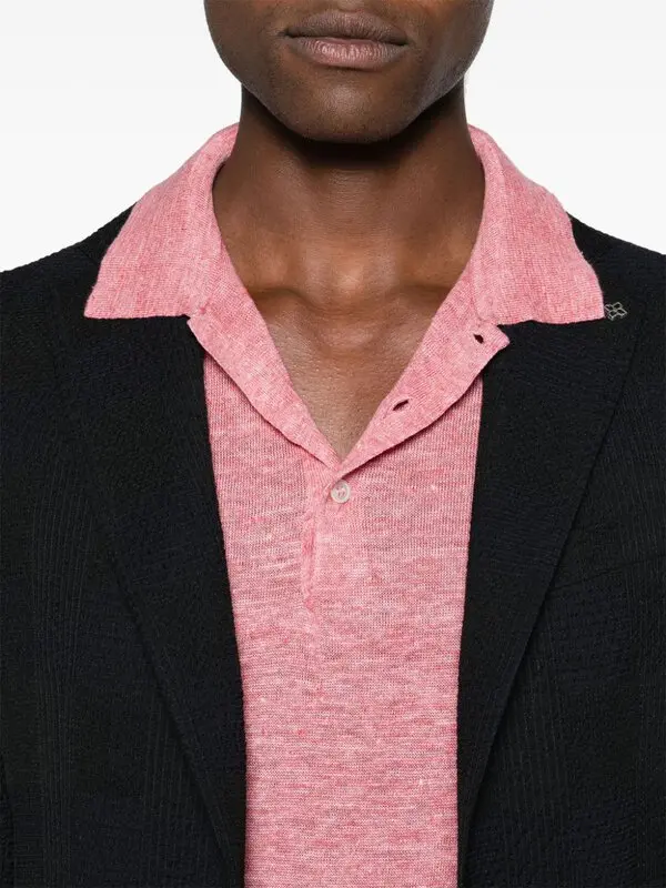 BARBA NAPOLI Mélange Linen Polo Shirt