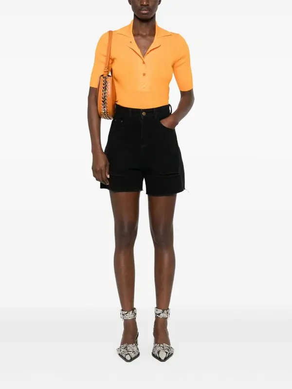 PATOU Ribbed Short-sleeve Polo Top
