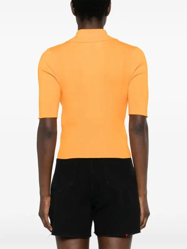 PATOU Ribbed Short-sleeve Polo Top