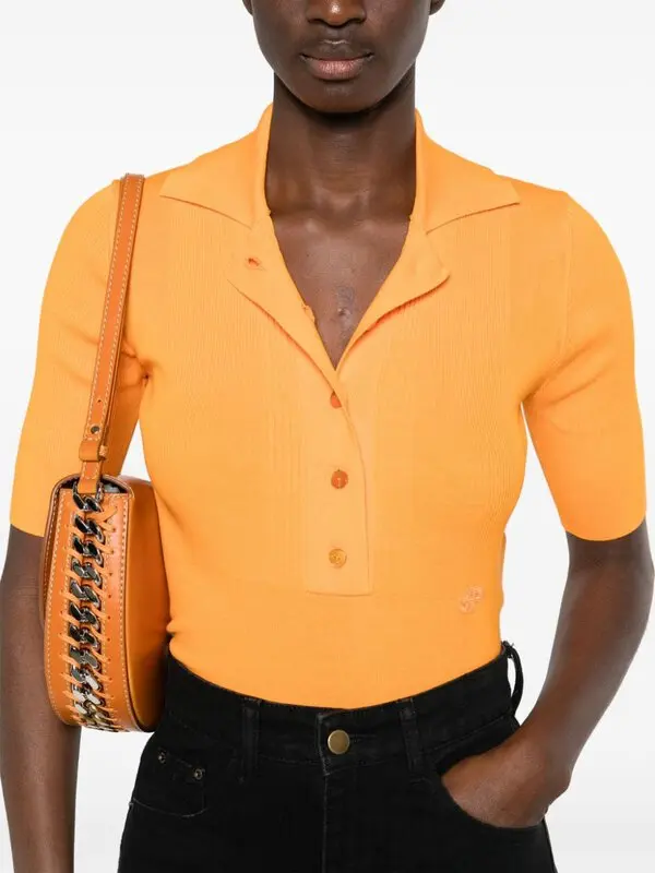 PATOU Ribbed Short-sleeve Polo Top