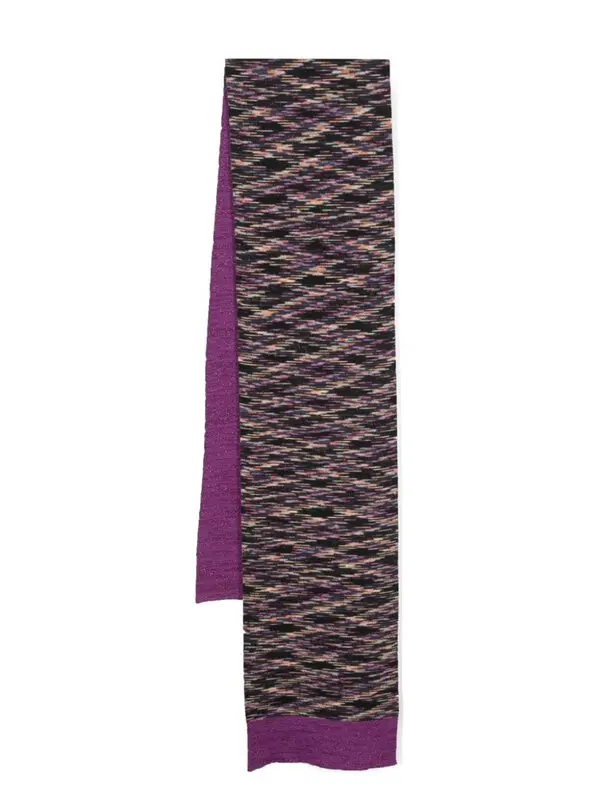 Missoni Patterned-intarsia Reversible Scarf - Purple