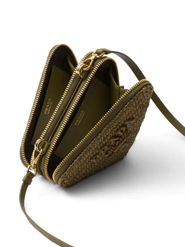 Prada Woven Raffia Mini-Pouch - Green | Editorialist