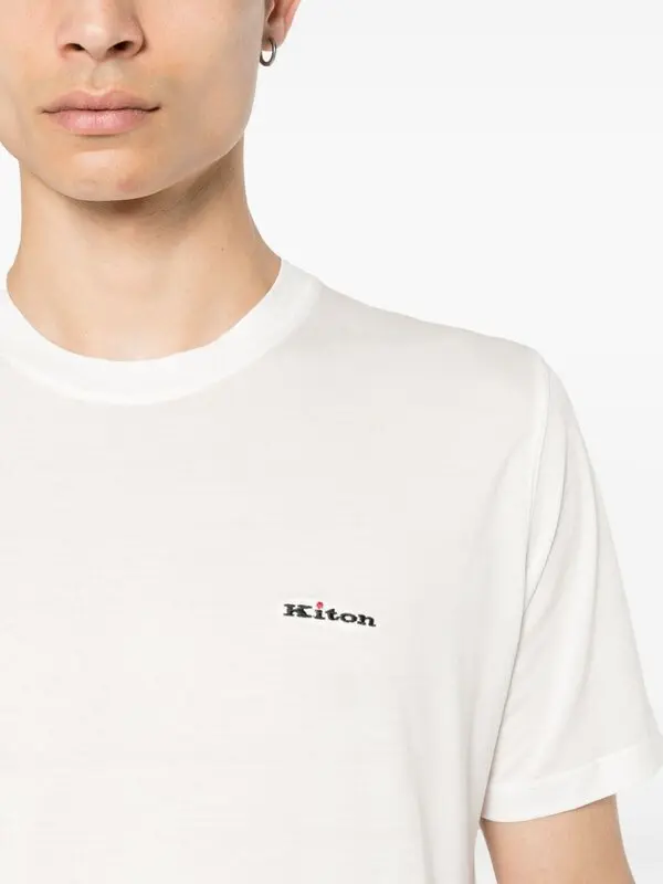 Kiton Embroidered-logo Cotton T-shirt - White