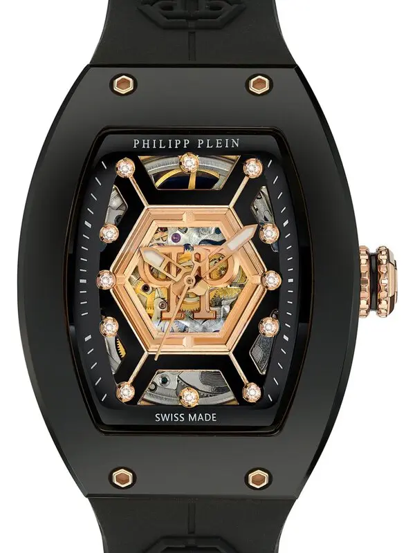 Philipp Plein Noire Galaxy Watch With Diamond Hour Markers - Gold