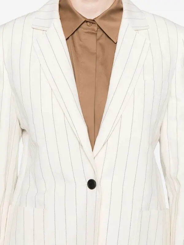 Max Mara Single-breasted Pinstriped Blazer - Neutrals