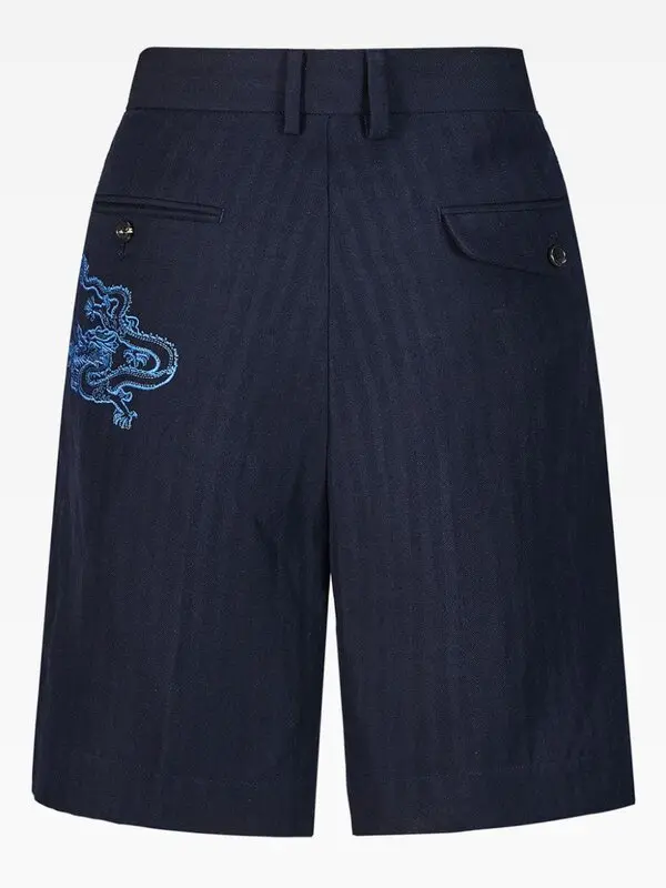 Shanghai Tang Herringbone Embroidered Shorts