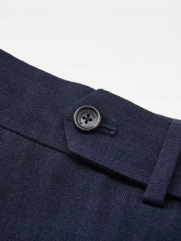 Shanghai Tang Herringbone Embroidered Shorts
