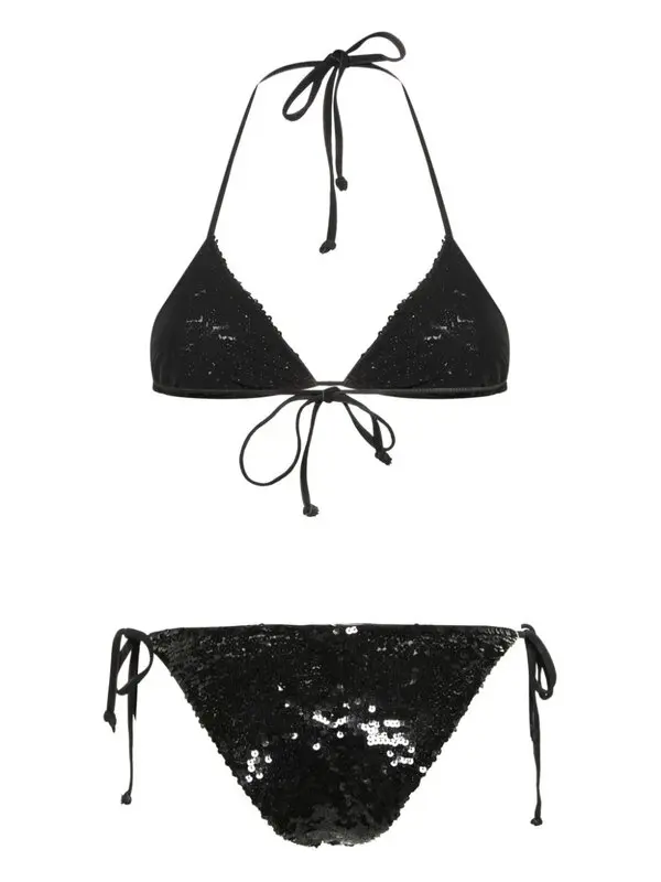 P.a.r.o.s.h Sequinned Bikini Set - Black