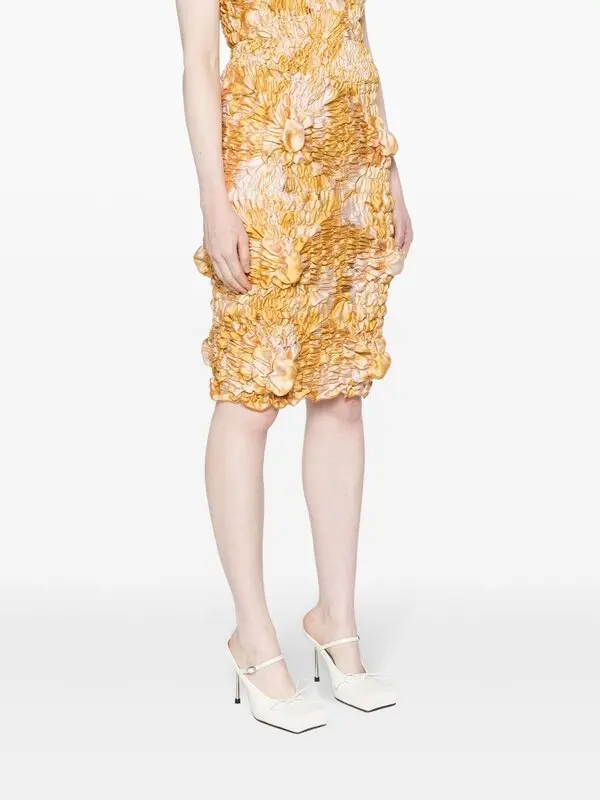 FEBEN Twist Shirred Pencil Mini Skirt
