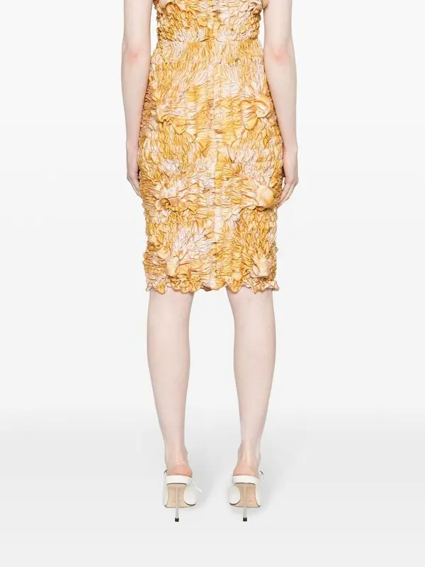 FEBEN Twist Shirred Pencil Mini Skirt