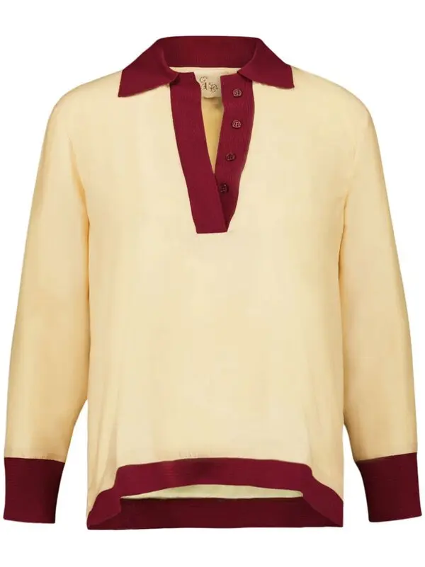 PAULA Diane V-neck Silk Blouse - Neutrals