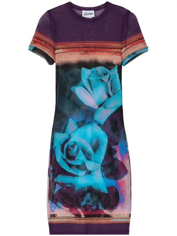 JEAN PAUL GAULTIER Roses Mesh Minidress