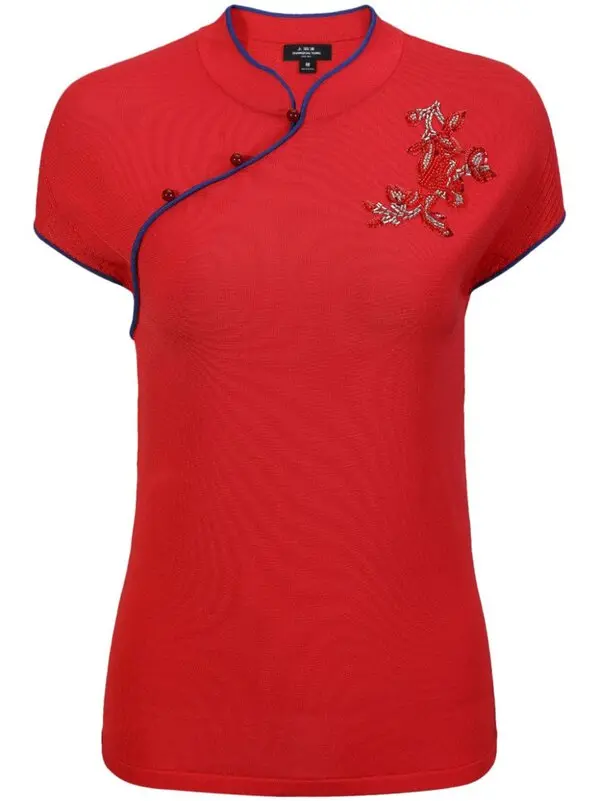 Shanghai Tang Embroidered Floral Top