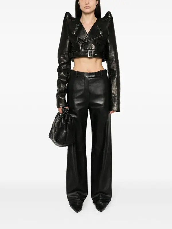 Rick Owens Tec Micro Cropped Biker Jacket - Black | Editorialist