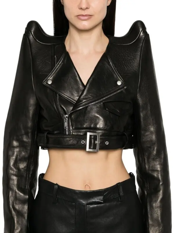 Rick Owens Tec Micro Cropped Biker Jacket - Black | Editorialist