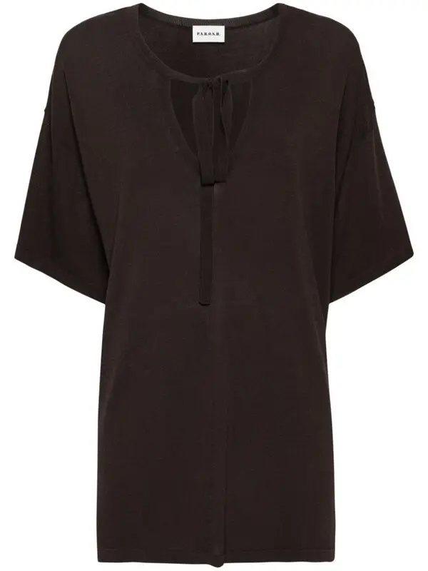 P.a.r.o.s.h Pussy-bow Knitted Top - Brown