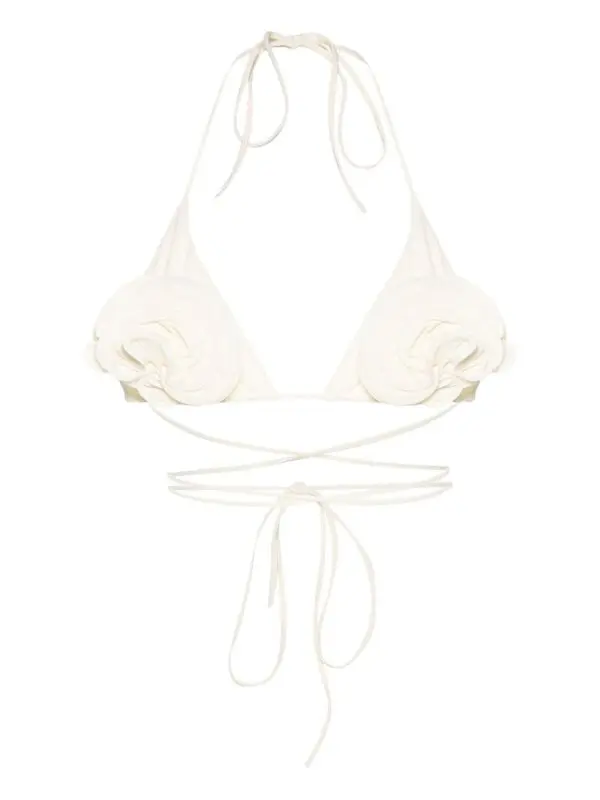Magda Butrym Floral-appliqué Bikini Top - Neutrals