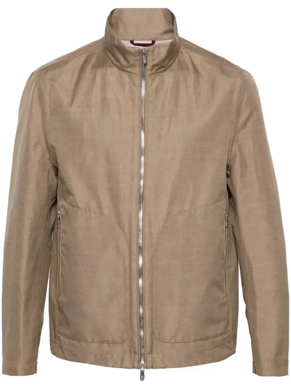 Brunello Cucinelli High-neck Zip-up Jacket - Neutrals
