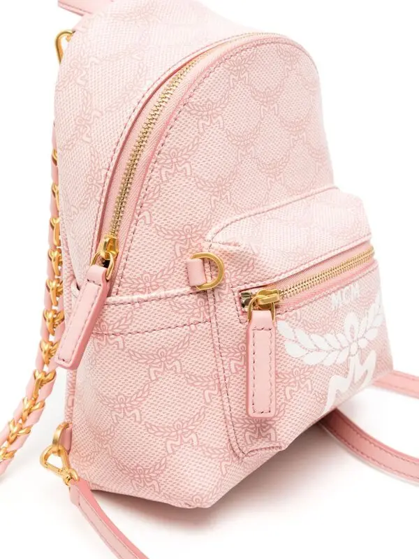Mcm Small Stark Lauretos Monogram Backpack - Pink