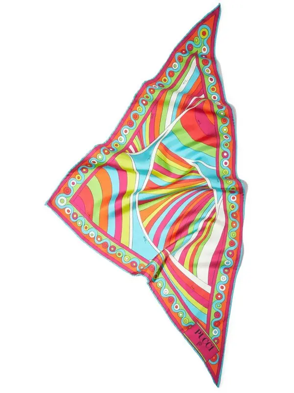 Emilio Pucci Iride And Onde-print Silk Scarf - Red